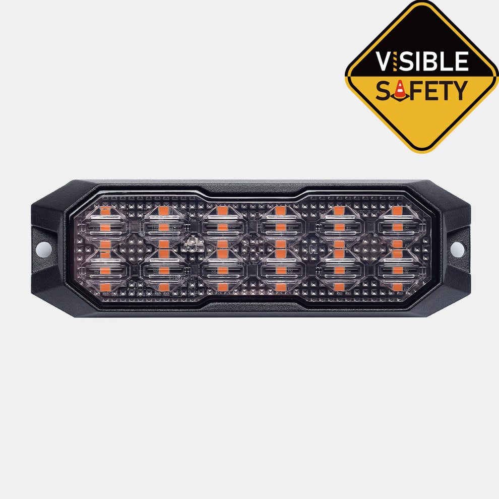Rugged Surface Mount Amber Light 12 LEDs - Smoked Lens – Visible Safety